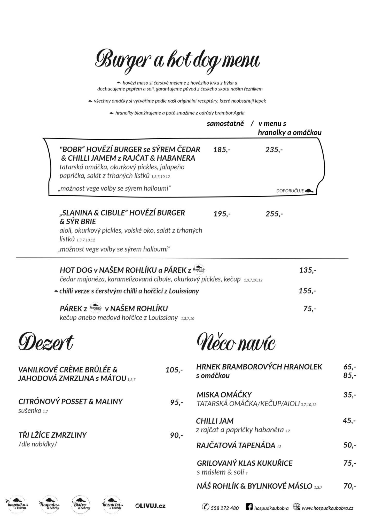 á la cárte Hospůdka U Bobra 2 | Hospůdka U Bobra